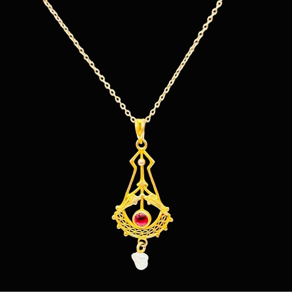 Antique Edwardian | Jewelry | Antique Edwardian K Gold Ruby Pearl ...